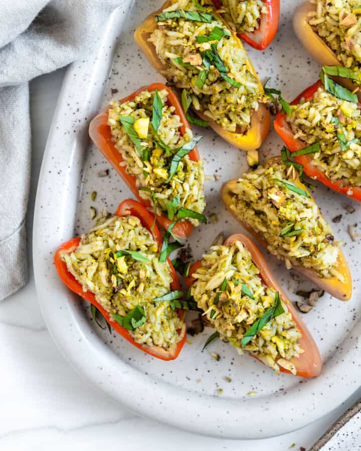 Stuffed Roasted Sweet Peppers - Plant-Based on a Budget