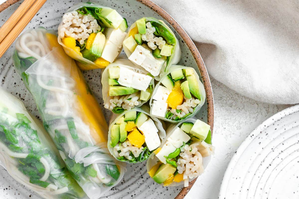 Tofu Spring Rolls With Mango and Avocado - Plant-Based on a Budget