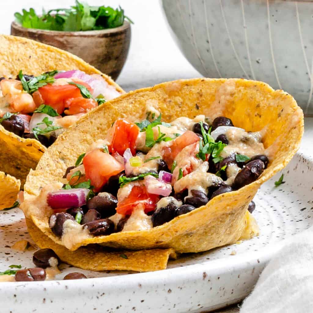 Crunchy Taco Cups with Black Beans - Plant-Based on a Budget