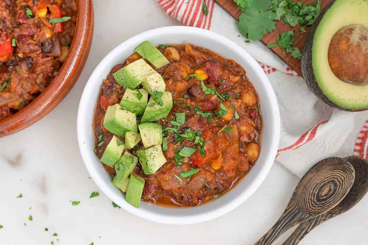 Crockpot Four Bean Chili - Plant-Based on a Budget