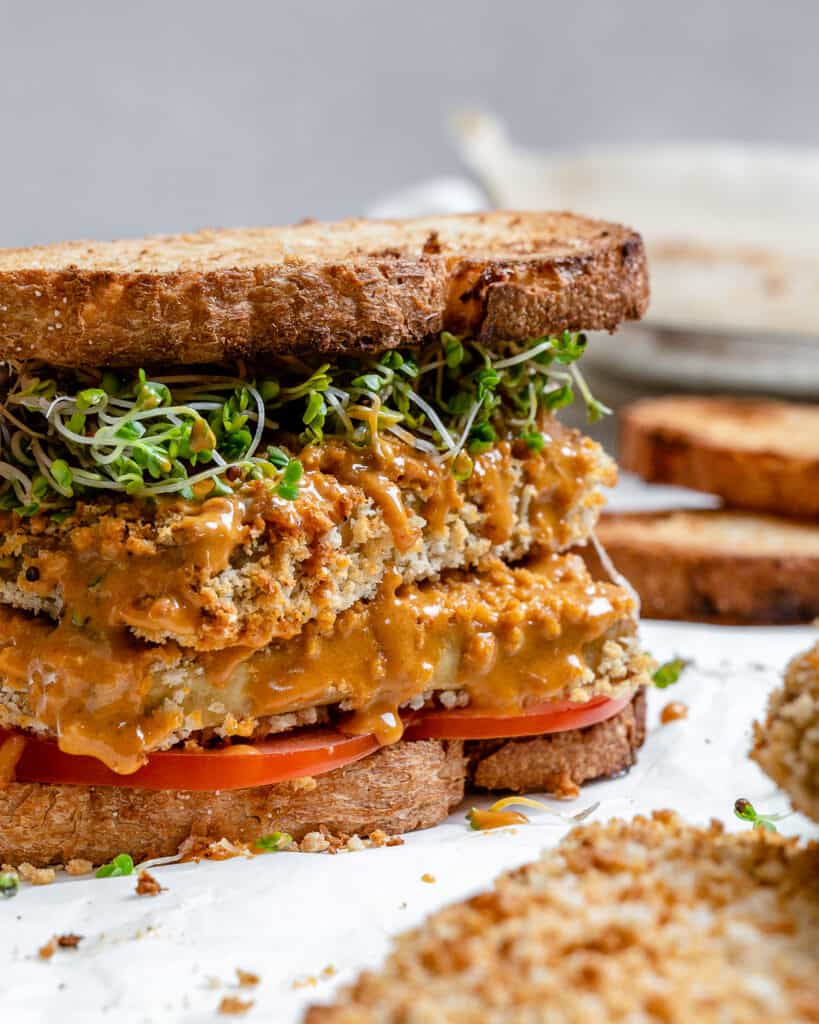 Easy Crispy Buffalo Tofu Sandwich - Plant-Based on a Budget