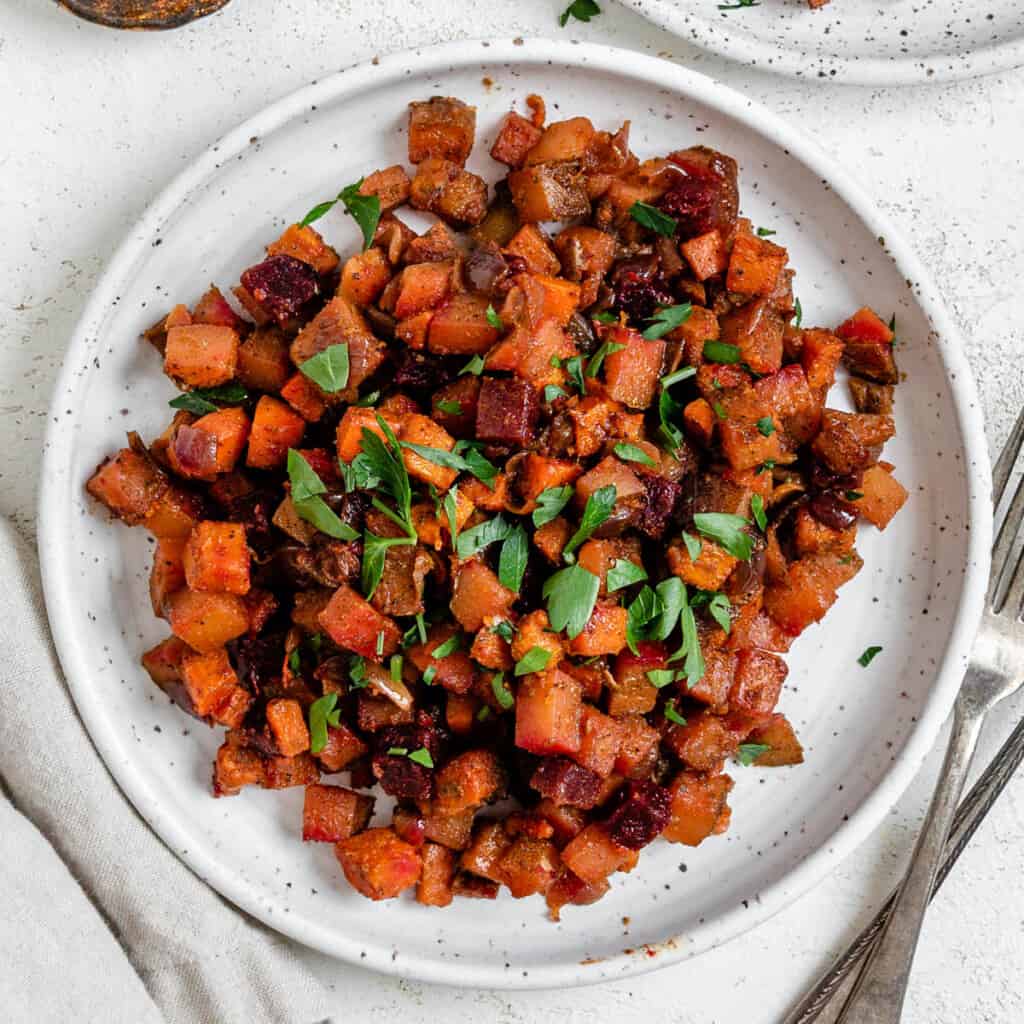 One-Pan Root Vegetable Hash - Plant-Based on a Budget