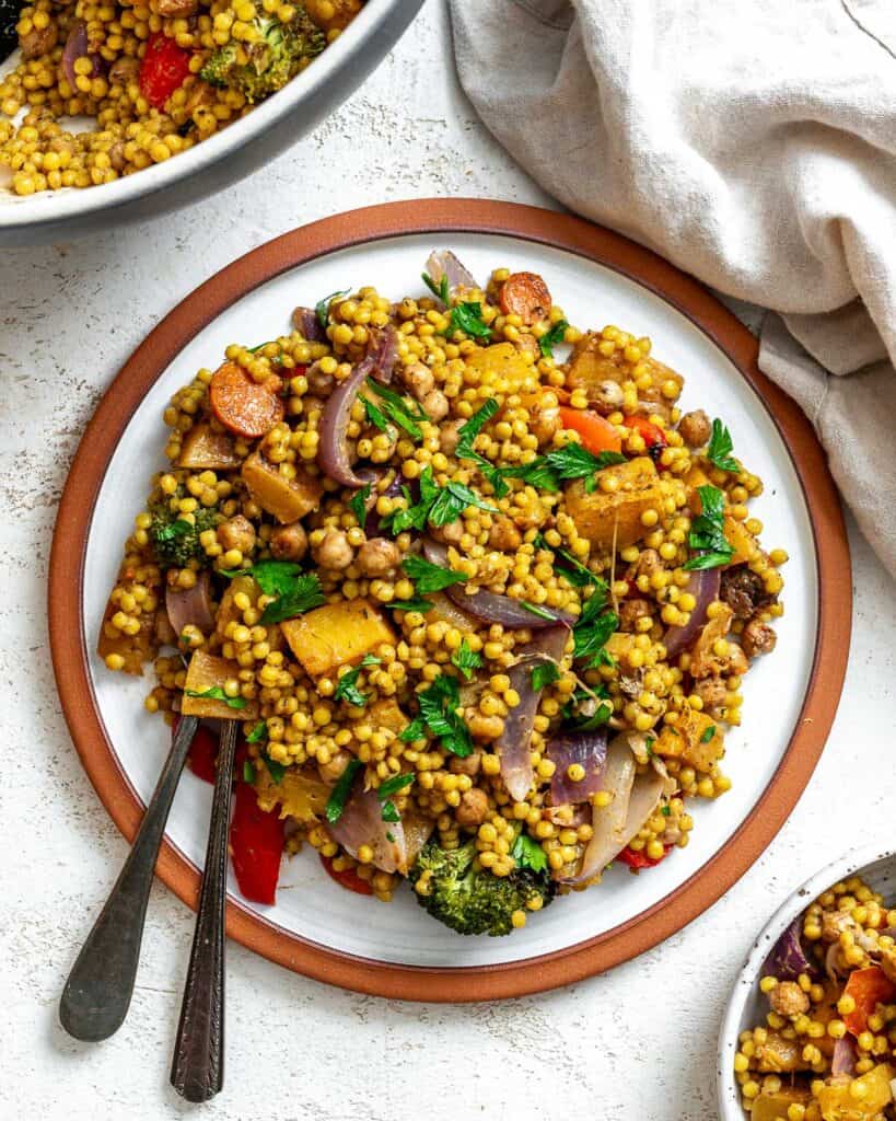 Roasted Pumpkin Couscous Salad [Hot or Cold] - Plant-Based on a Budget
