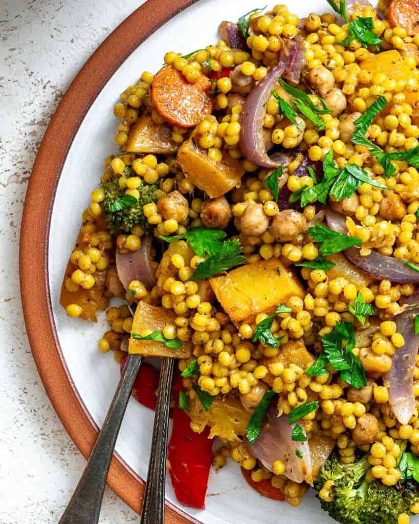 Roasted Pumpkin Couscous Salad [Hot or Cold] - Plant-Based on a Budget