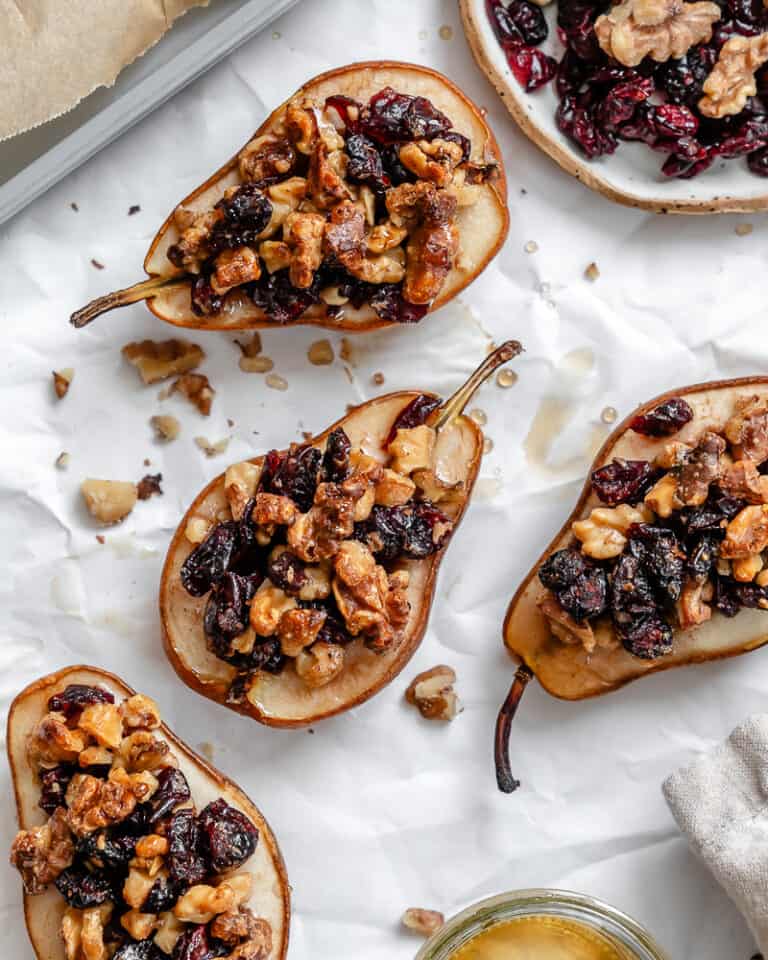 Easy Baked Pears [Stuffed with Nuts and Fruit] - Plant-Based on a Budget