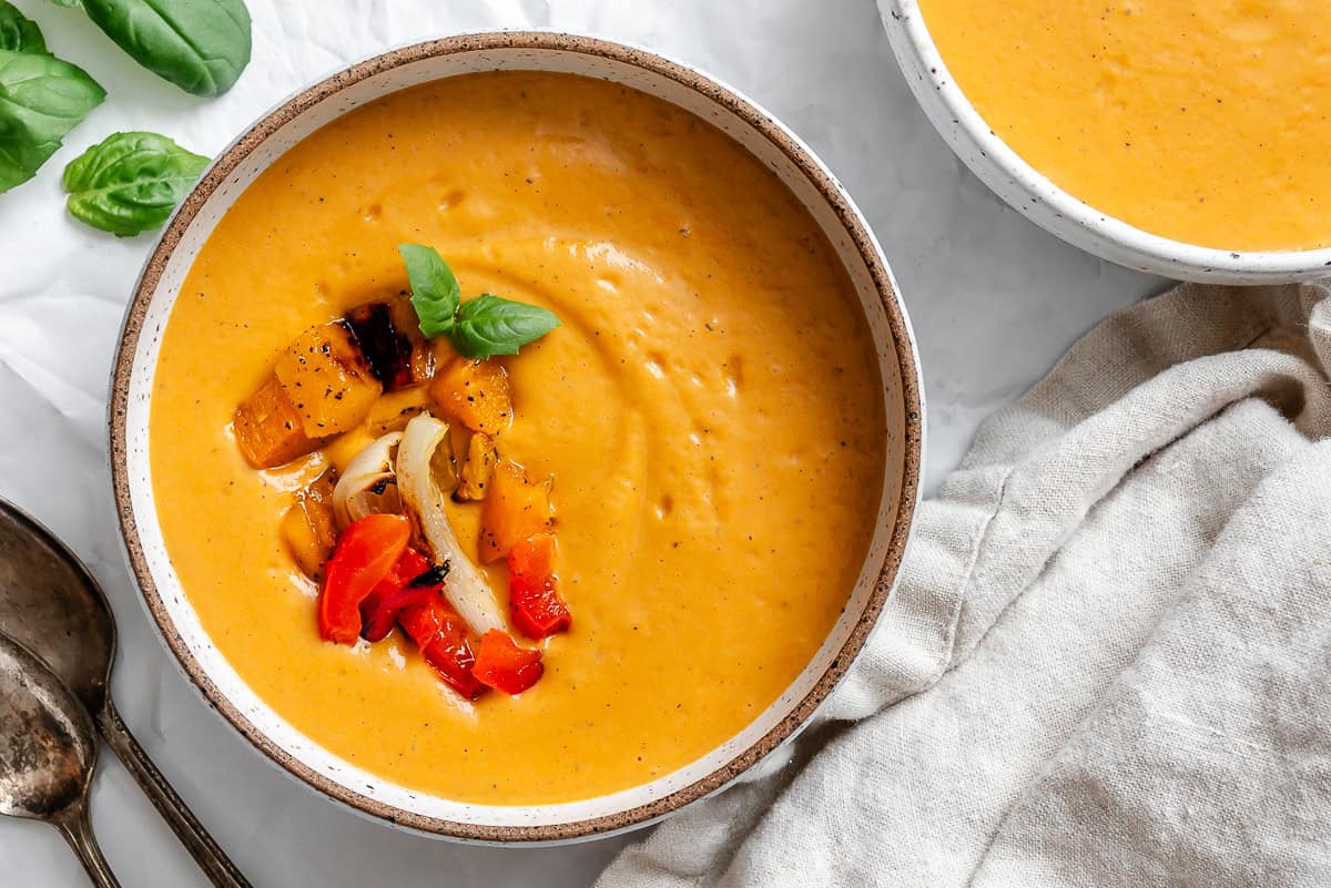 Butternut Squash Red Pepper Soup - Plant-Based on a Budget