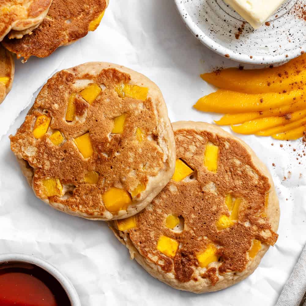 Fluffy Mango Pancakes - Plant-Based on a Budget