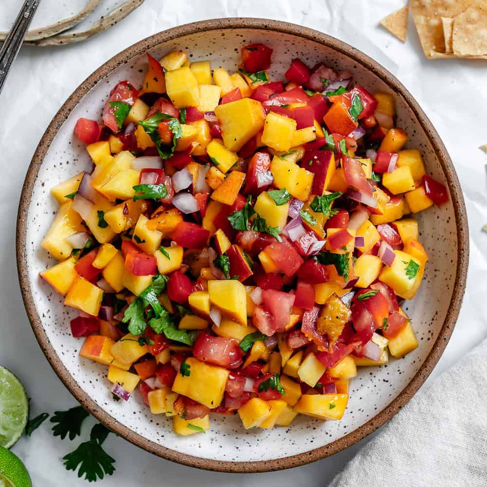 Easy Peach Salsa - Plant-Based on a Budget