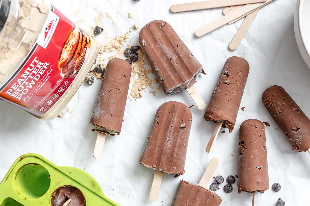 Chocolate Peanut Butter Protein Popsicles - Plant-Based on a Budget