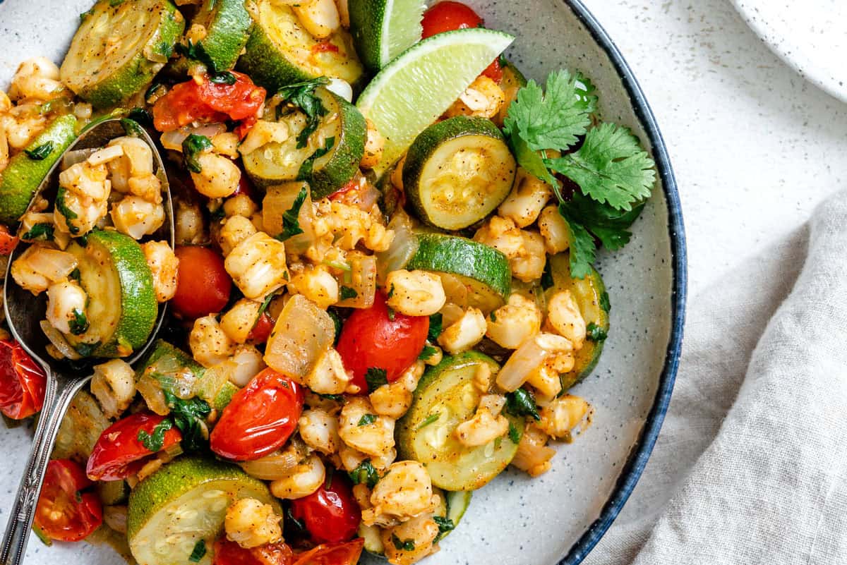 Mexican Zucchini and Hominy Recipe - Plant-Based on a Budget