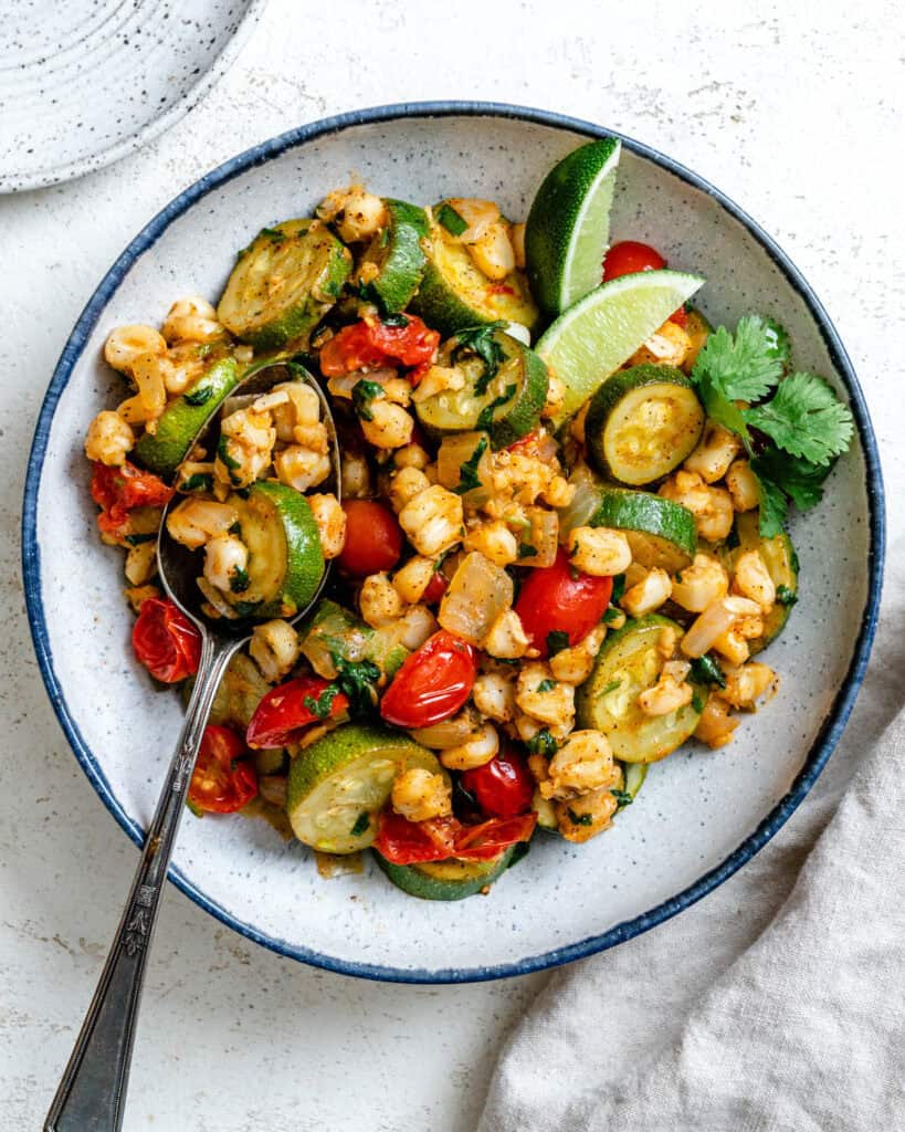 Summer Zucchini and Hominy - Plant-Based on a Budget