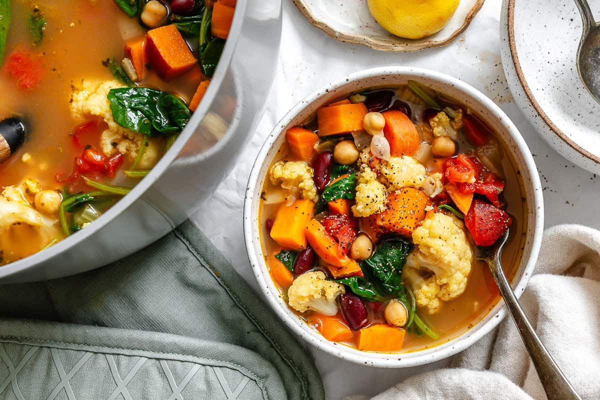 Kale Vegetable Bean Soup - Plant-Based on a Budget